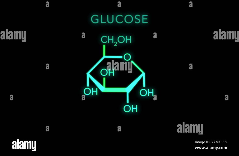 Glucose Molecular Structure Symbol Neon Animation on black background ...
