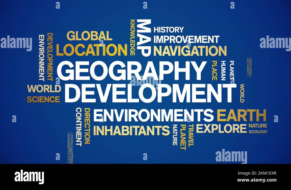 Geography Development Animated Tag Word Cloud,Text Animation seamless ...