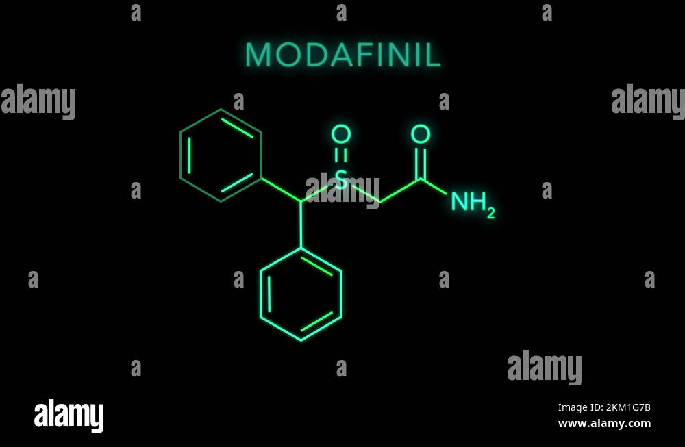 Modafinil Molecular Structure Symbol Neon Animation on black background ...