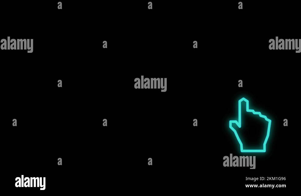 Neon Glow Hand Cursor Clicking - Technology and Internet icons ...
