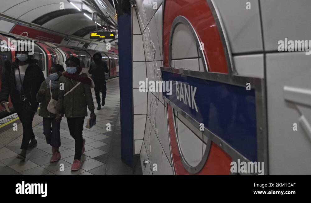 Central Line underground train leaving Bank station Stock Video Footage ...
