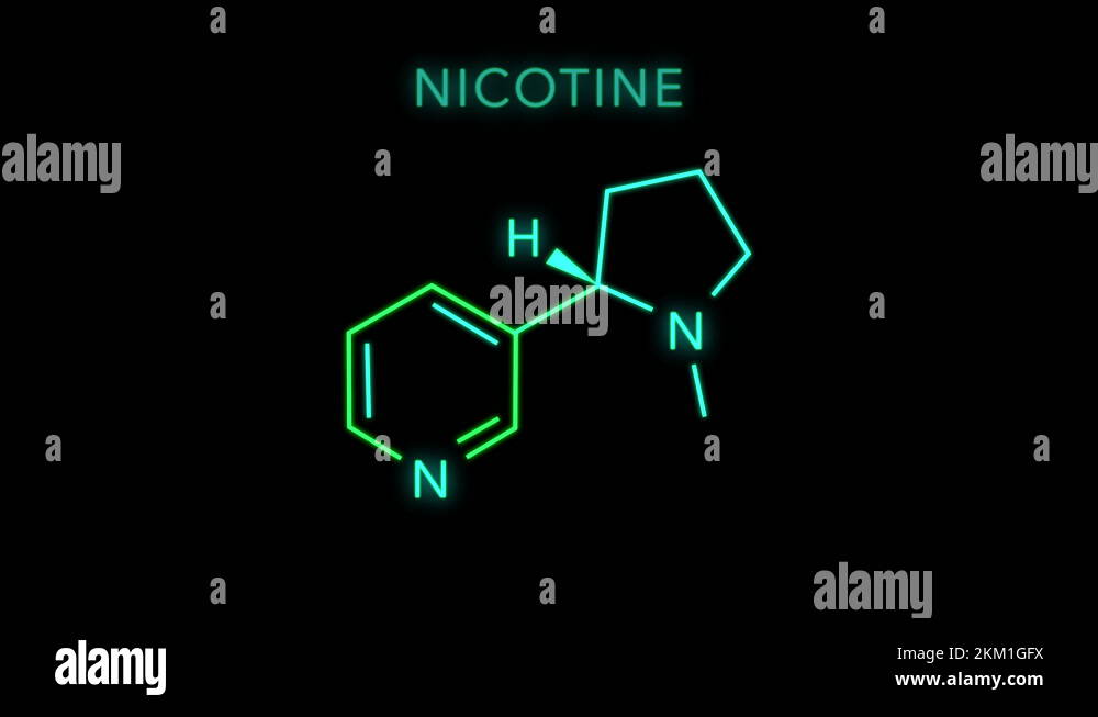 Nicotine Molecular Structure Symbol Neon Animation on black background ...