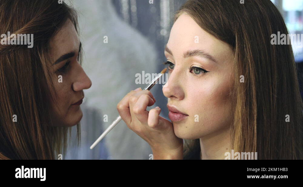 Girl With Perfect Nude Make Up Closeup Of Beautiful Young Female Model Stock Video Footage Alamy