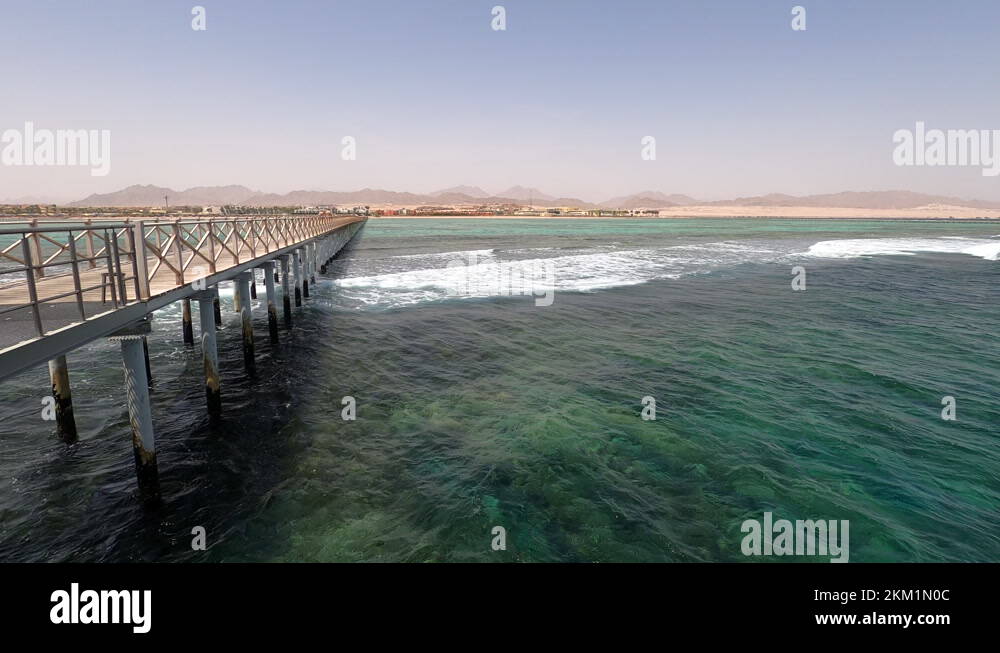 Wooden Jetty Bridge Above Turquoise Blue Sea In Sharm El Sheikh. Egypt ...