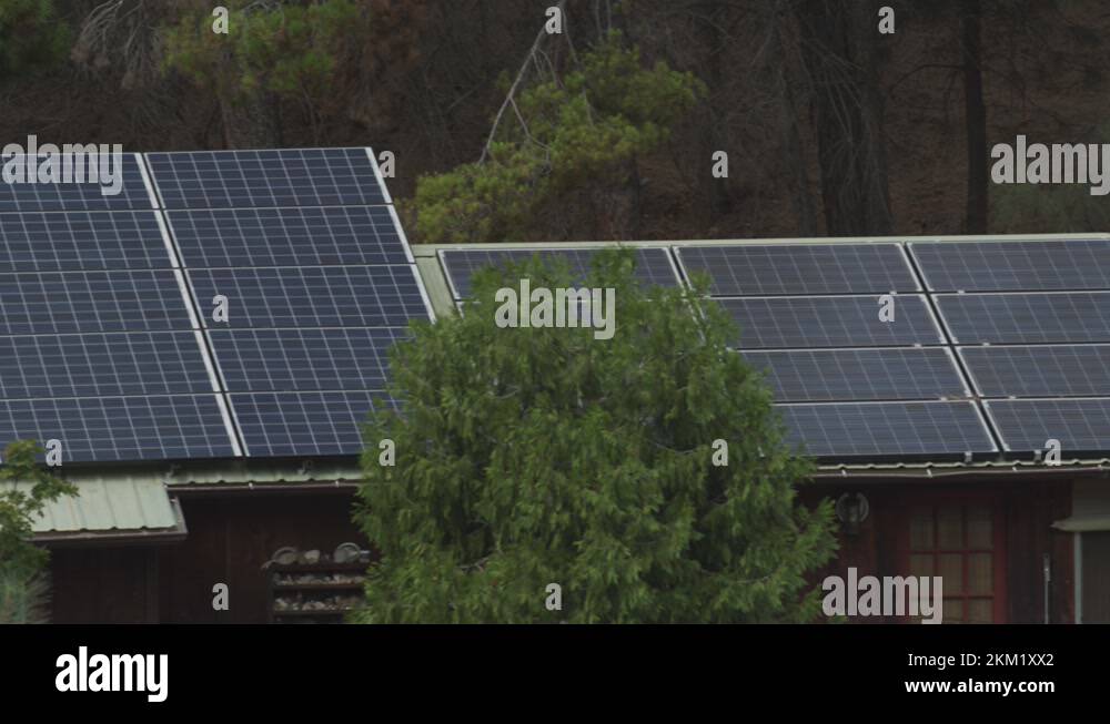 Solar Panel Rooftop of Small Remote Cabin in Northern California ...