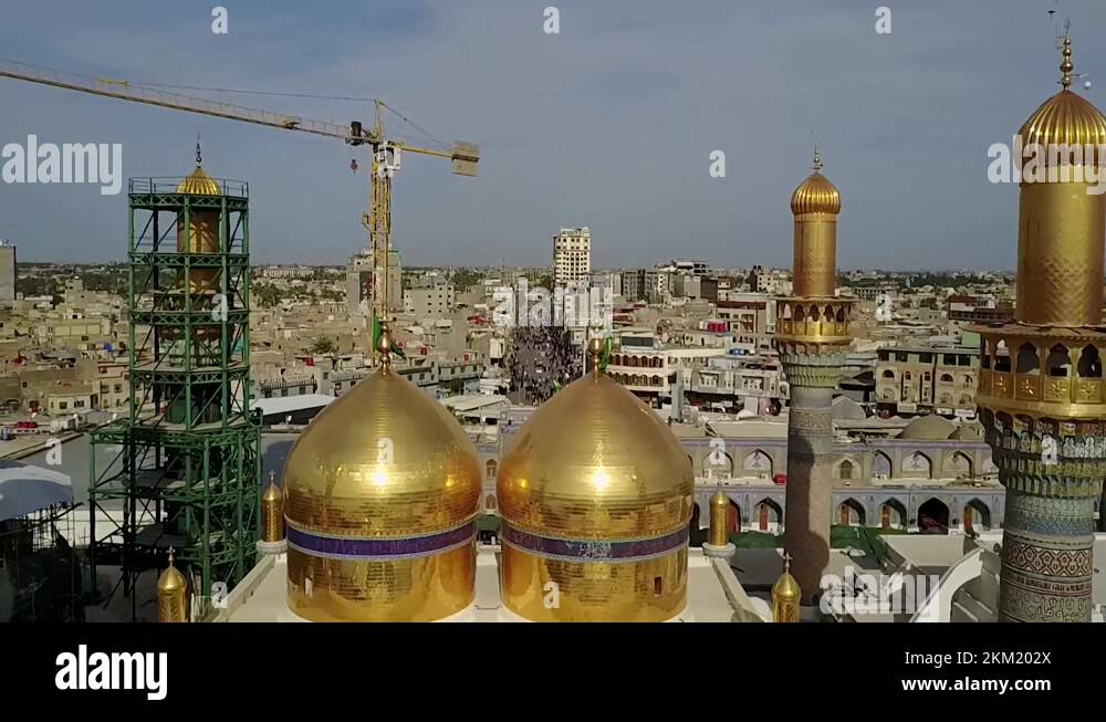 drone shot Imam Musa Al-Kadhim Mosque in Basra, Iraq Stock Video ...