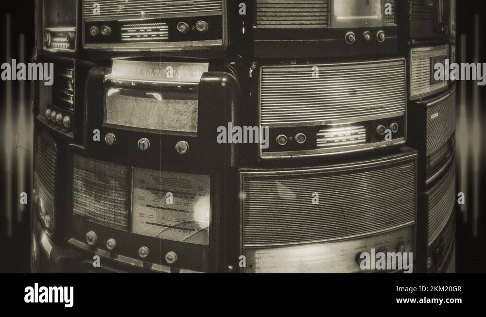 Old Radio Tower Retro Technology Flickering Lights Sound Wave Stock ...