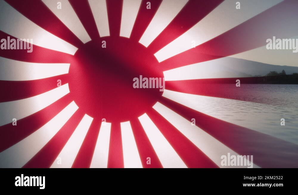 Flag of the Rising Sun Collaged with Actual Footage of the Diamond Fuji ...