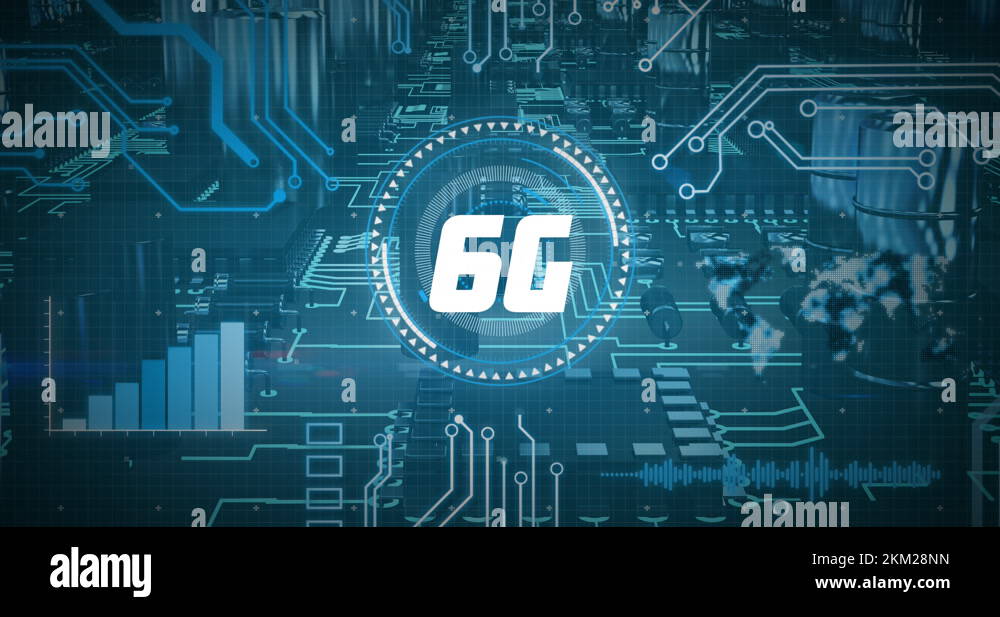 Animation of 6g text, scope scanning over world map and computer processor Stock Video Footage ...