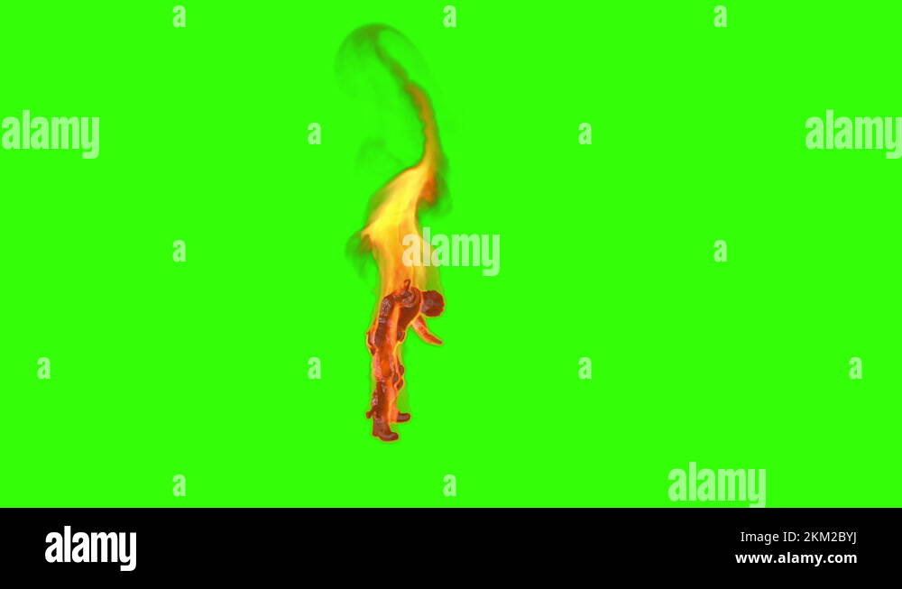 Soldier on fire dying, side view, Green Screen Chromakey Stock Video ...
