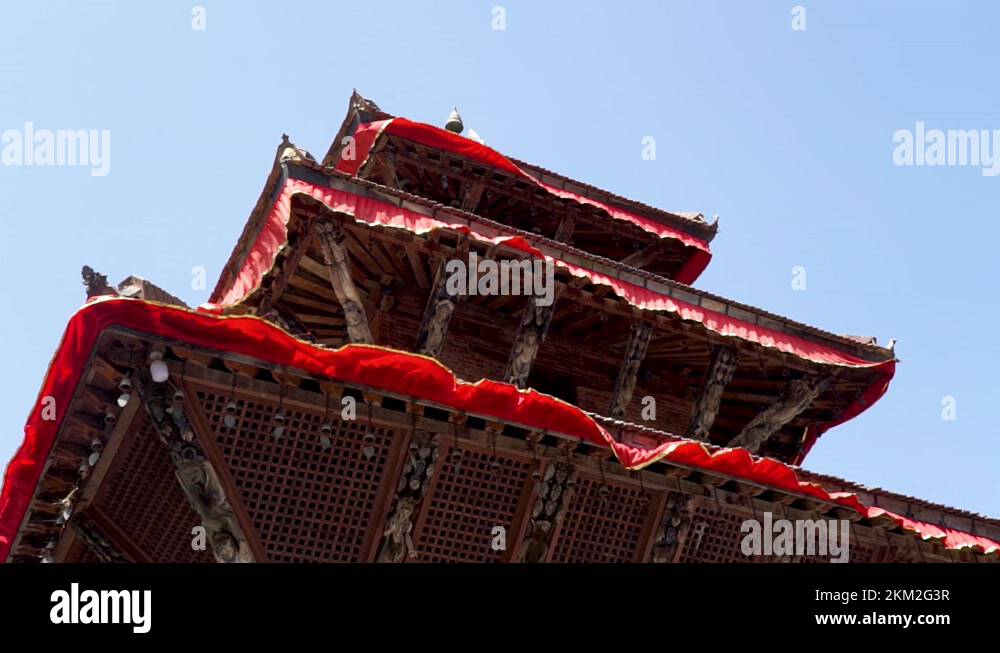 Low angle of Pagoda-style temple in Kathmandu’s Durbar Square, Nepal ...