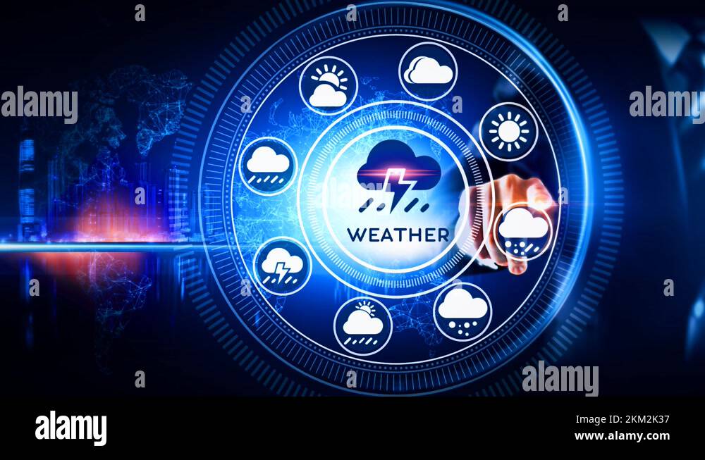 Weather forecast rain sun cloud icons set vector climate temperature ...