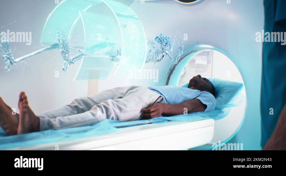 Black man during futuristic full body CT scan Stock Video Footage - Alamy