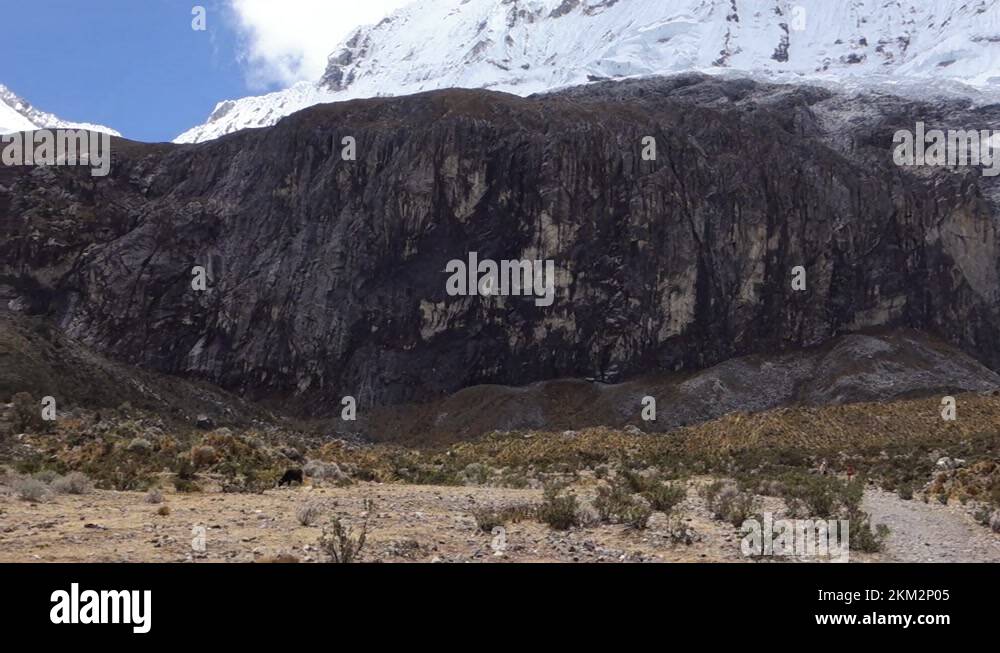 ice mountains on the valley of Huascaran park, in Huaraz, Peruvian ...