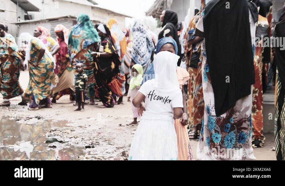 African Local Girls in Traditional Dress Dance at Wedding in a Village ...