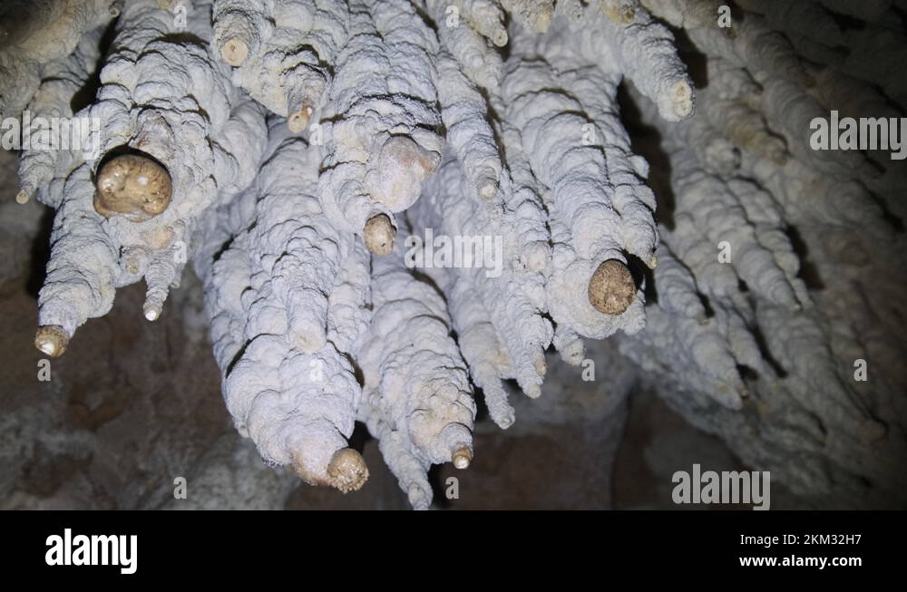 Underground Cave with Stalactite Rock Formations Hanging from Twins ...