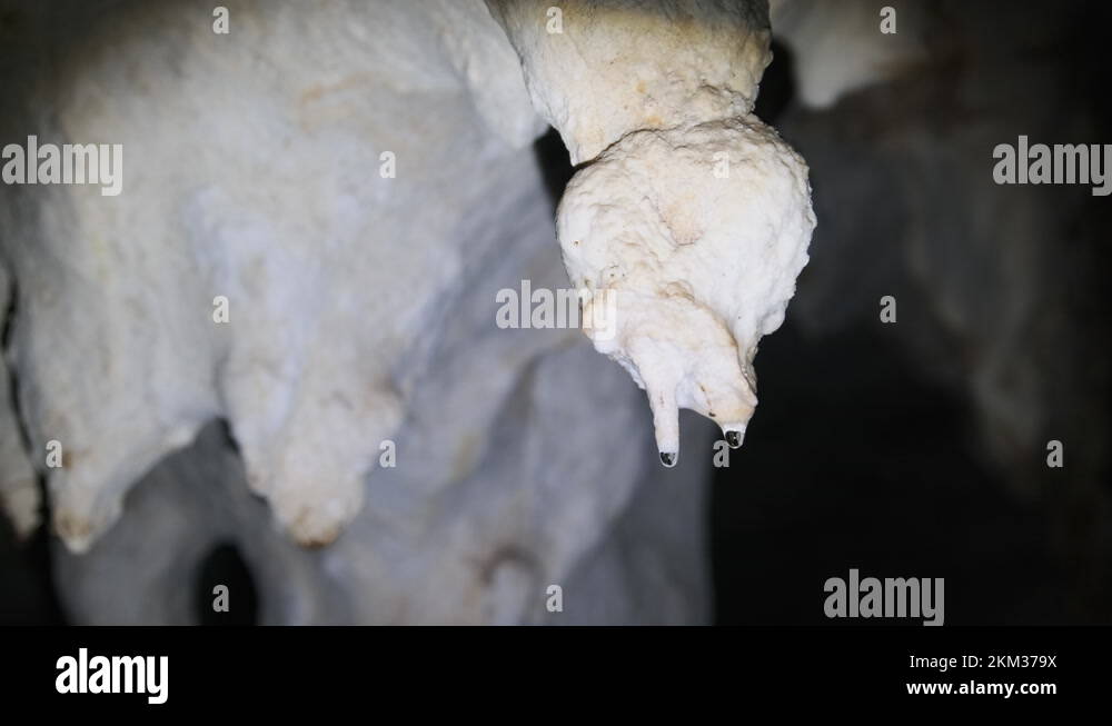 Underground Cave with Stalactite Rock Formations Hanging from Twins ...