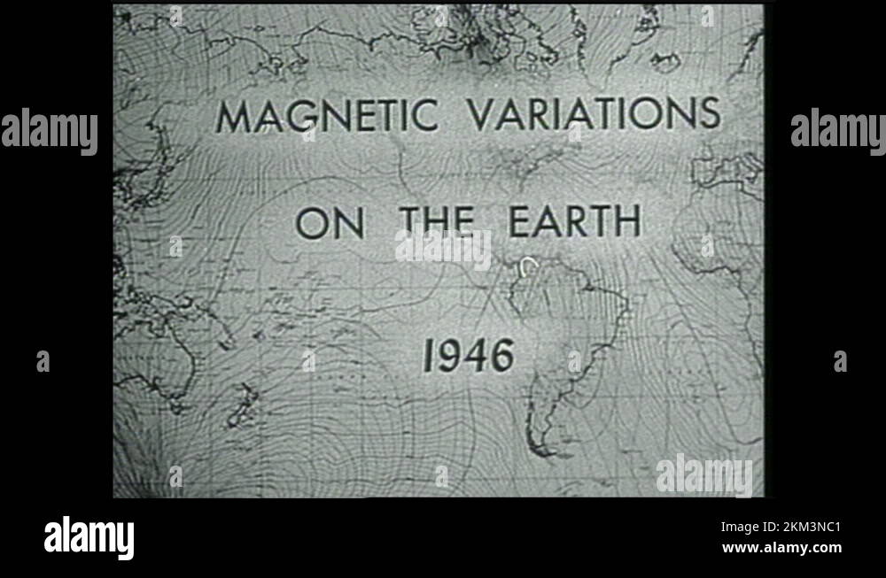 1940s: Map with magnetic variations of Earth. Lines point to different ...