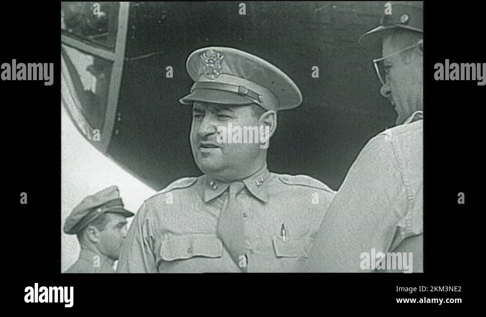 1940s: Officers talking at table. Close ups of Curtis LeMay. Chart of ...