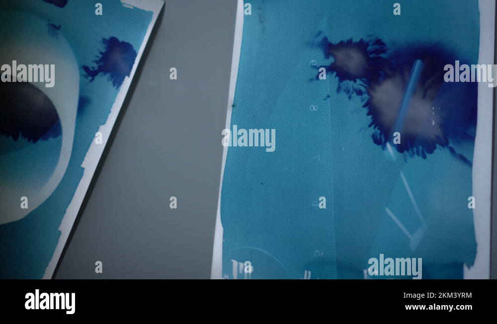 Art printing process adding ferric iodide to cyanotype mixture blue ...