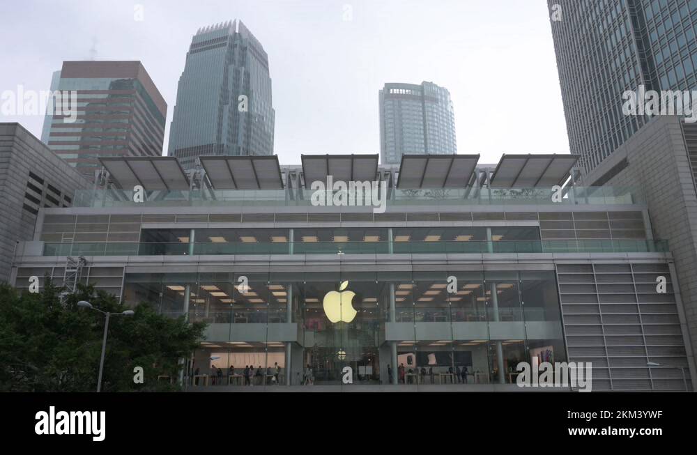 The multinational American technology brand Apple store and logo are ...