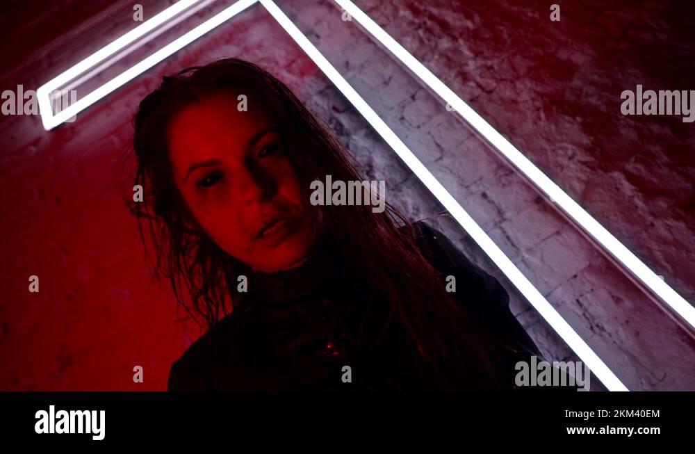 gothic horror shot in modern church, possessed by demon woman with ...