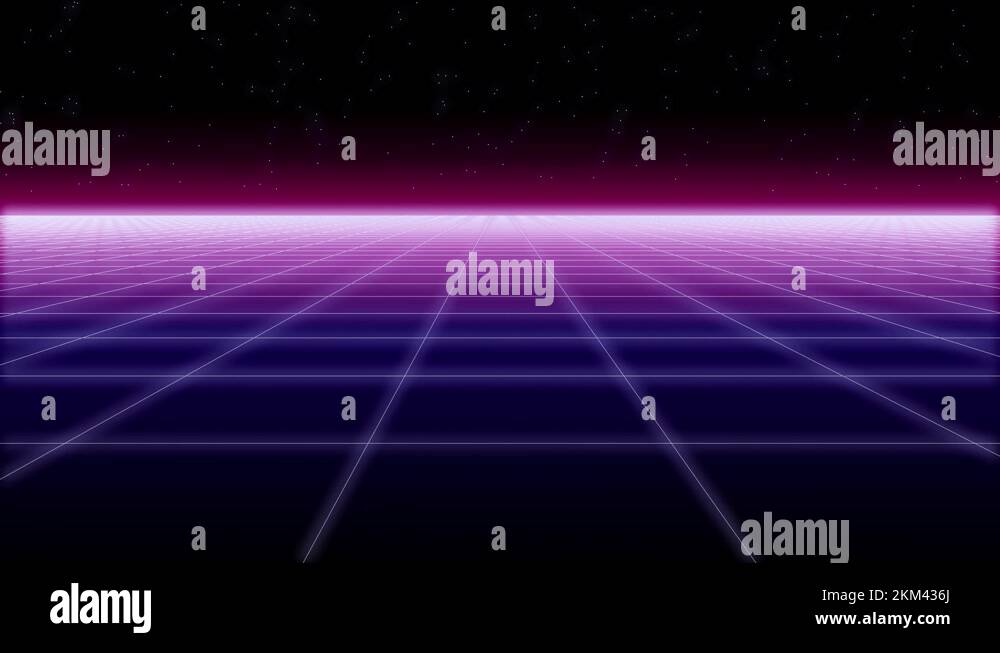 synthwave wireframe net horizontal movement and stars 80s Retro ...