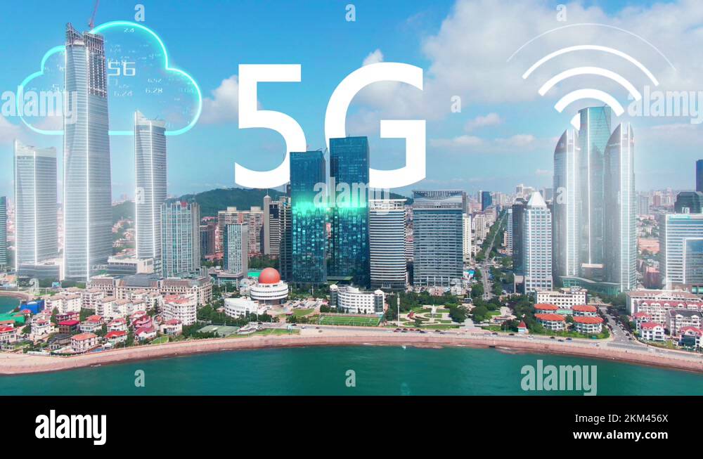 LOT,5G，Aerial view of urban buildings,smart city, Future city Stock ...