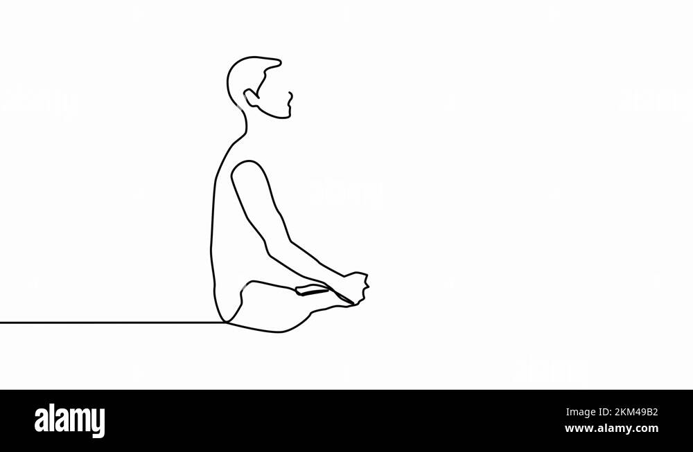 Self-drawing a simple animation of person takes up yoga, a healthy ...