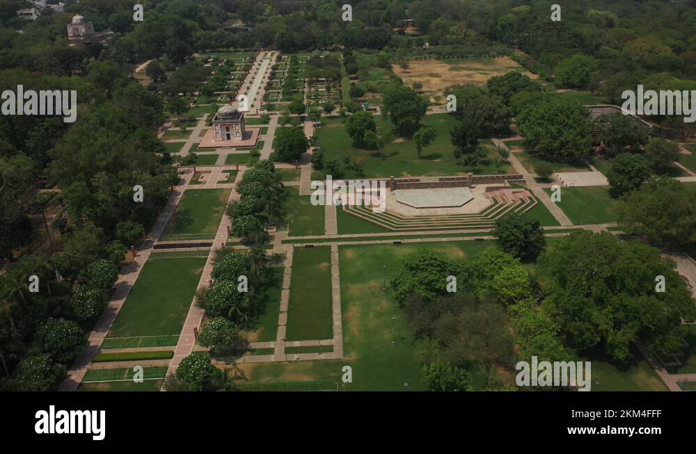 An aerial view of Sunder Nursery,heritage park complex at New Delhi in ...