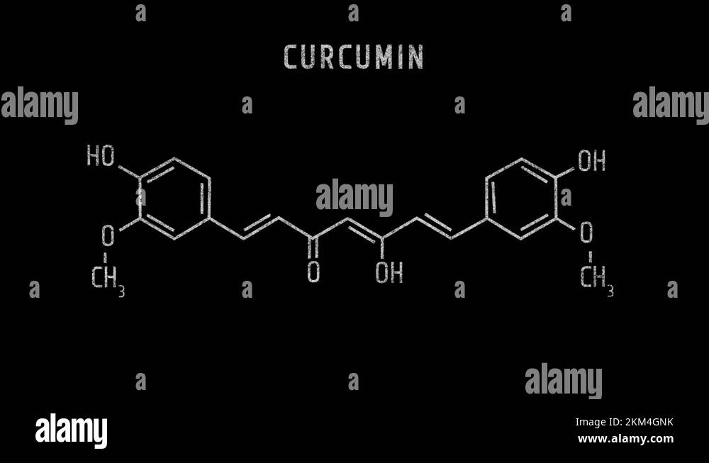 Curcumin Molecular Structure Symbol Sketch or Drawing Animation Stock ...