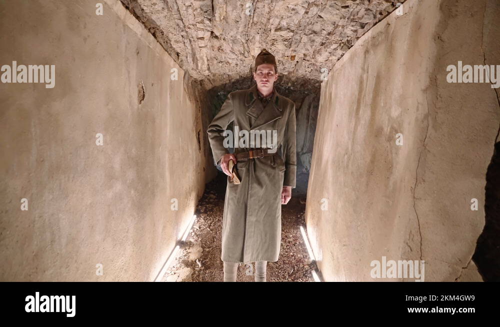 Austro-Hungarian army officer inside the underground tunnel portrait 4K ...