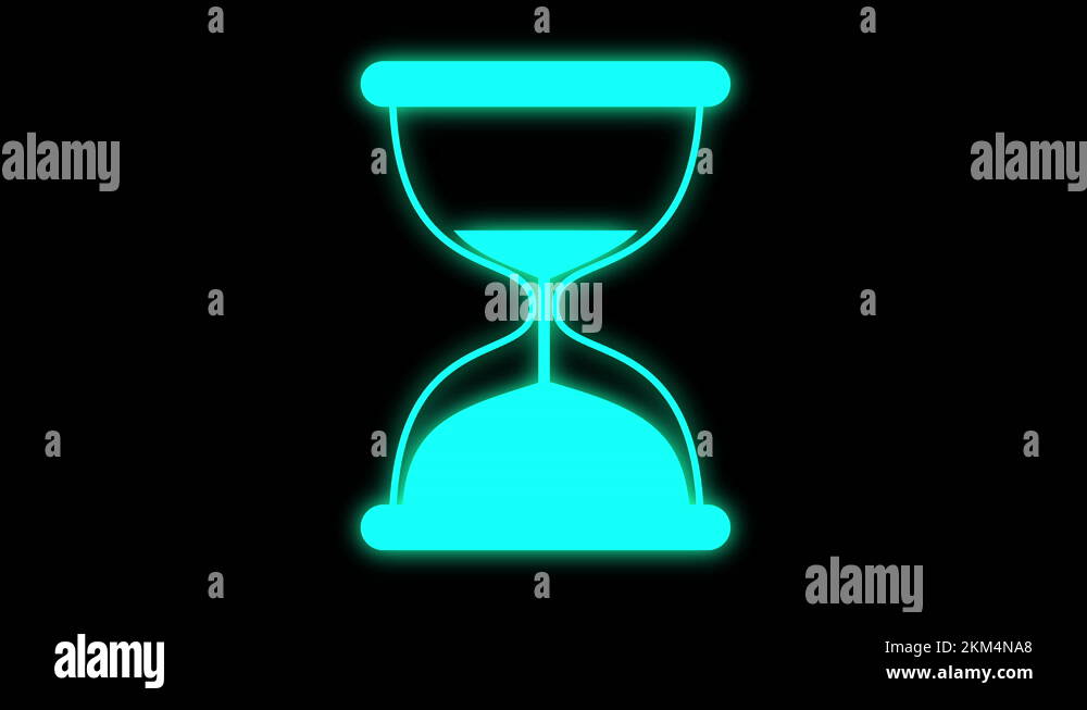 Hourglass Timer Neon Glow Icon Looping 4k Animation on Black Background ...