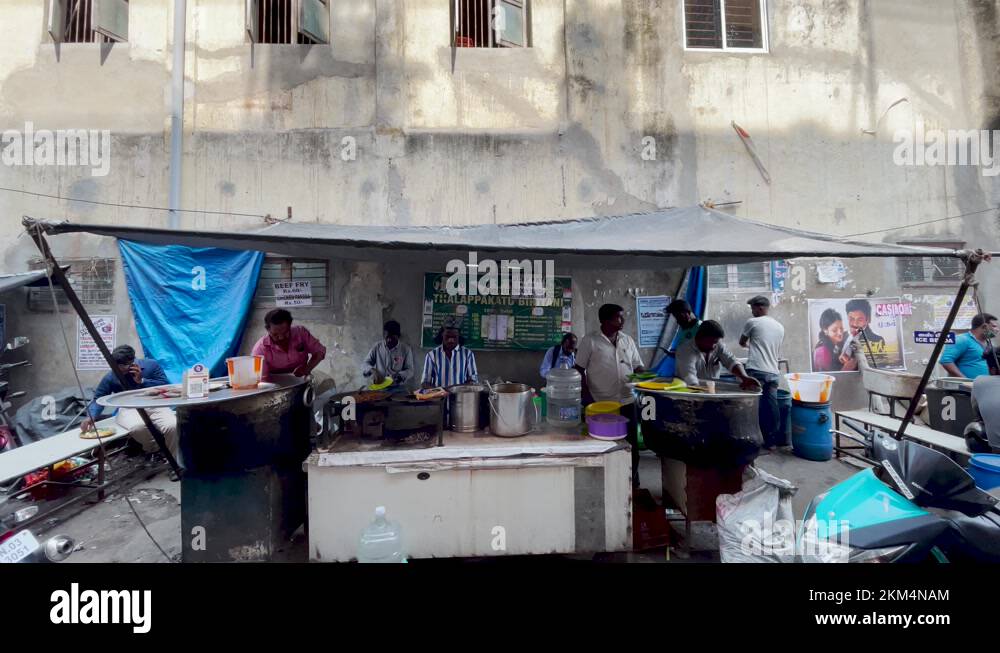 People Eating At Famous Chicken Biryani Stall On The Street Of India ...