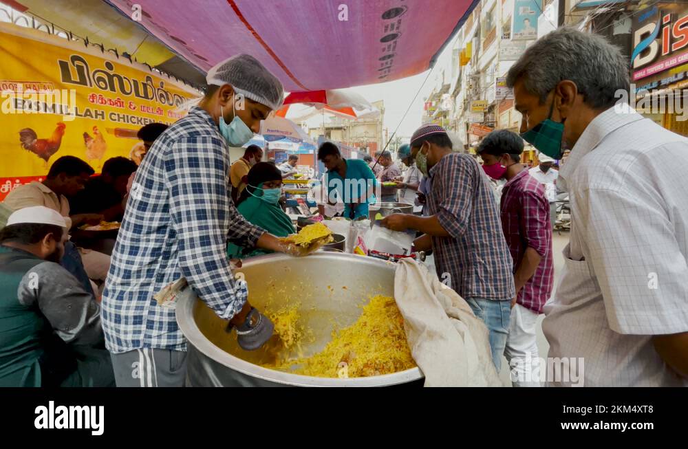 Indian Street Food With Famous Chicken Biryani Served To Locals At The ...