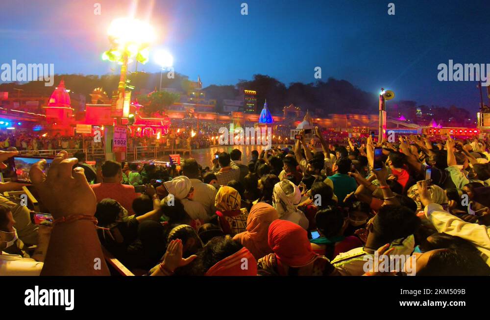 Haridwar is famous for Har ki Pauri and it's Ganga Aarti Stock Video ...