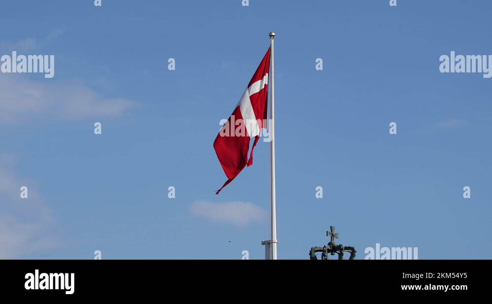 Flag of Denmark at the stern of a ship Stock Video Footage - Alamy