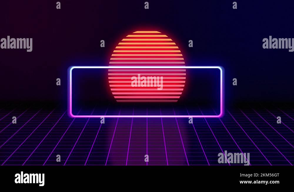 VHS retro animation with the appearing neon rectangle and the text ...