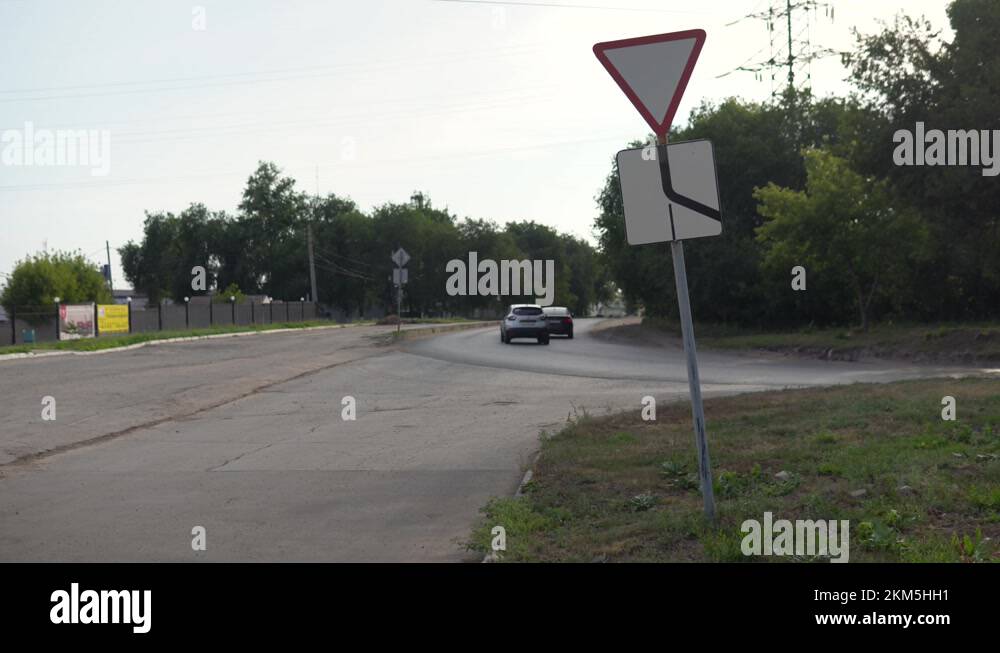 Cars move along the main road. Traffic signsroad sign Stock Video ...