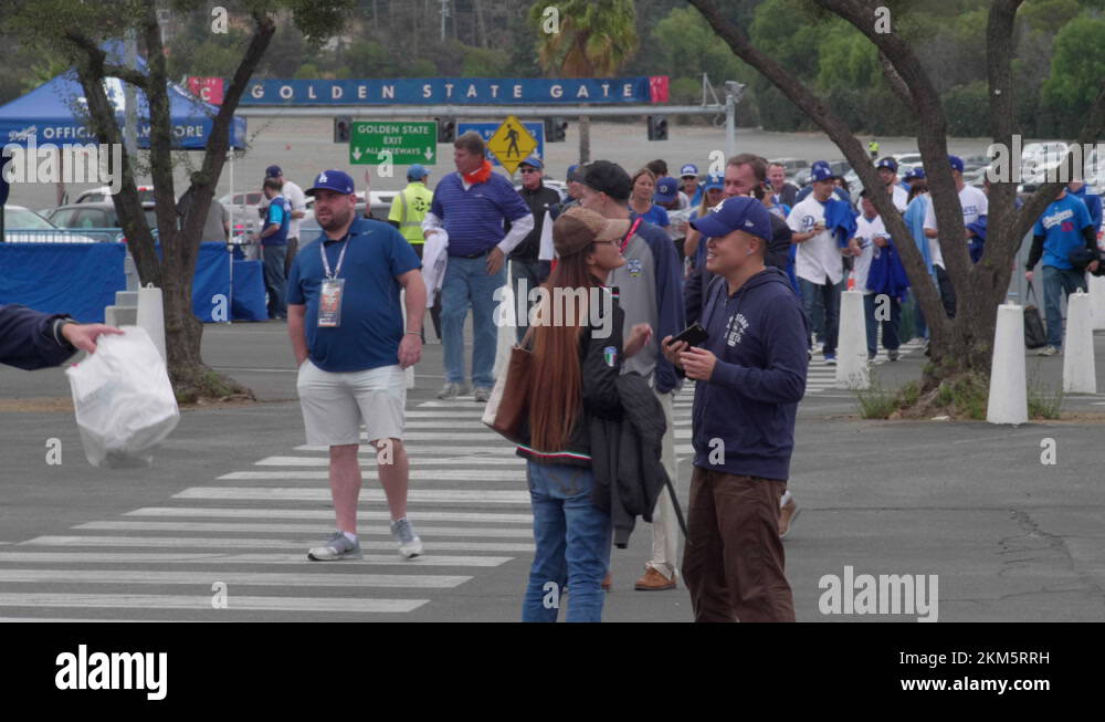 Los Angeles Dodgers in the street entering Dodger stadium to watch the ...