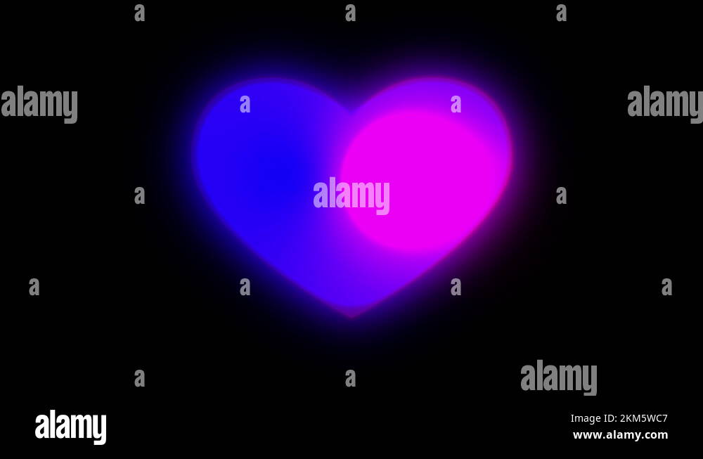 Neon Glow Heart Shape Beating Flat Design Animation on Black Background ...