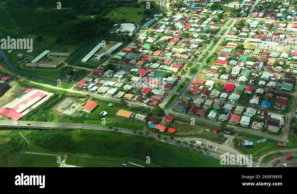 Aerial views from small airplane of Paramaribo’s residential ...