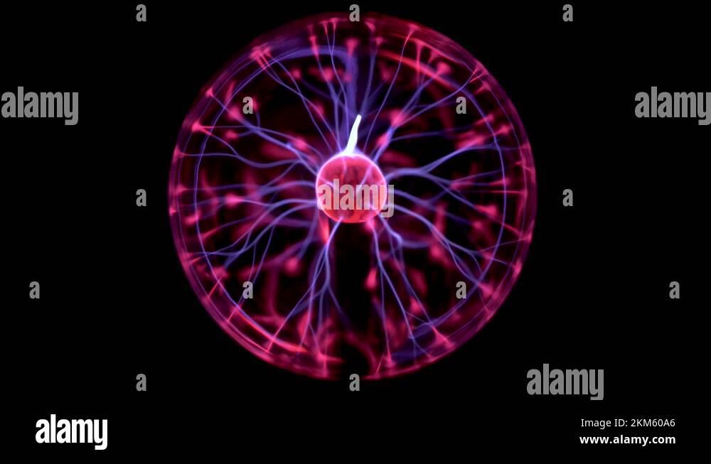 Plasma ball gives out small lightning. Experiments with electricity in ...