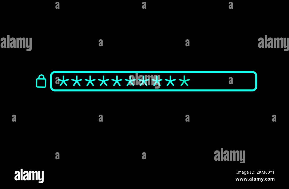 Typing Password in Password Bar Input Futuristic Style on Black ...