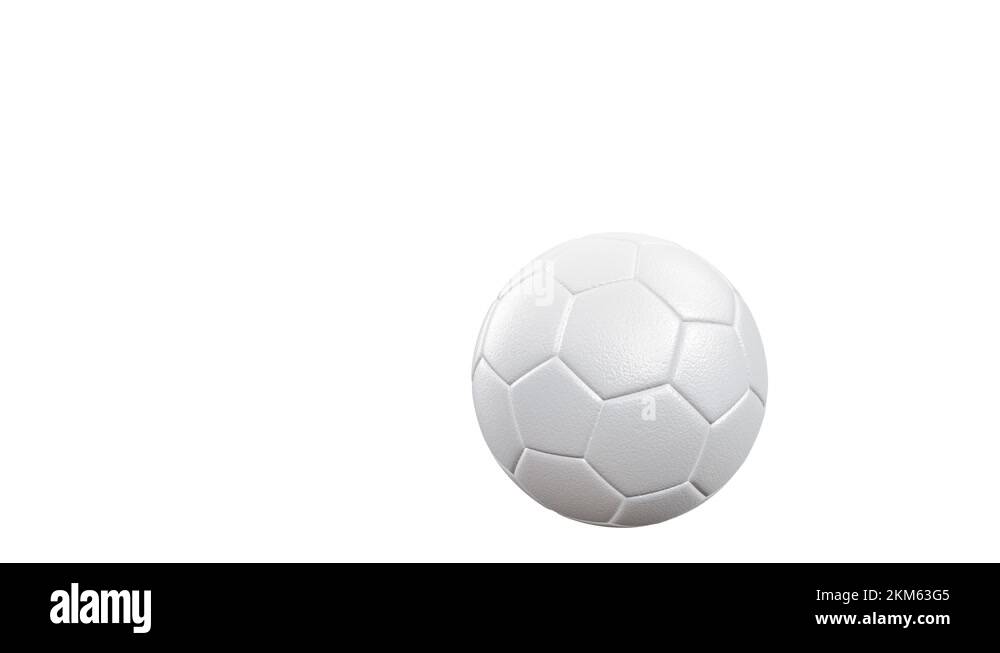 White textured soccer ball rolls in and out of the camera 3D animation ...