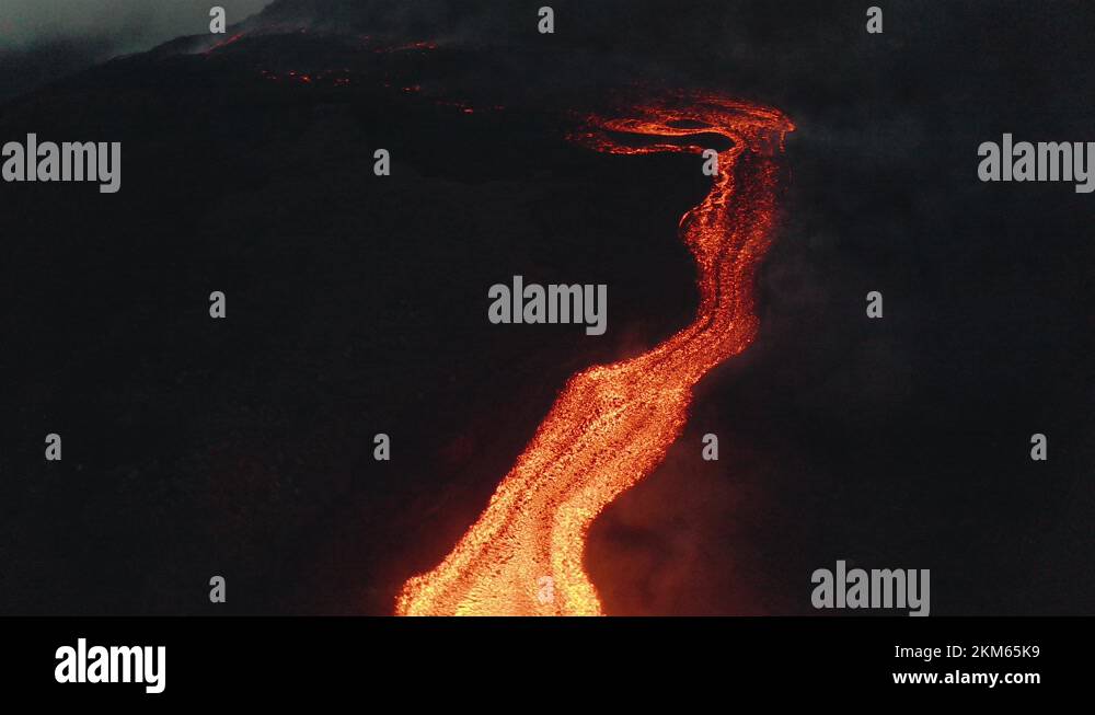 Rivers of Lava from Pacaya Volcano Eruption in Guatemala - Drone aerial ...