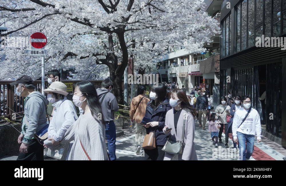 Japanese People Walking In Tokyo Streets Wearing Masks During The ...