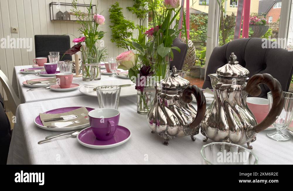 Classy Table Set-up In A Fine Dining Restaurant At Daytime. close up ...