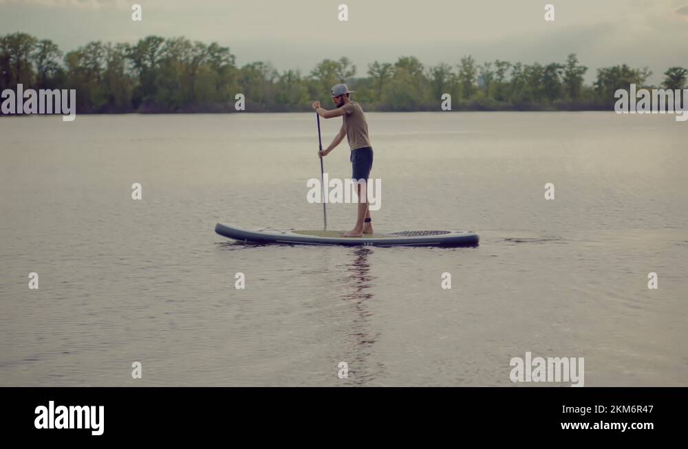 Inflatable Board For Rowing.SUP Surfer Balance Watersport Activities ...