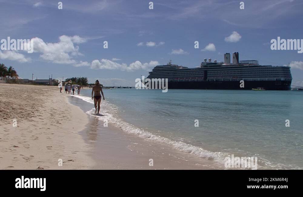 People walking at the beach in Grand Turk, Turks and Caicos Stock Video ...